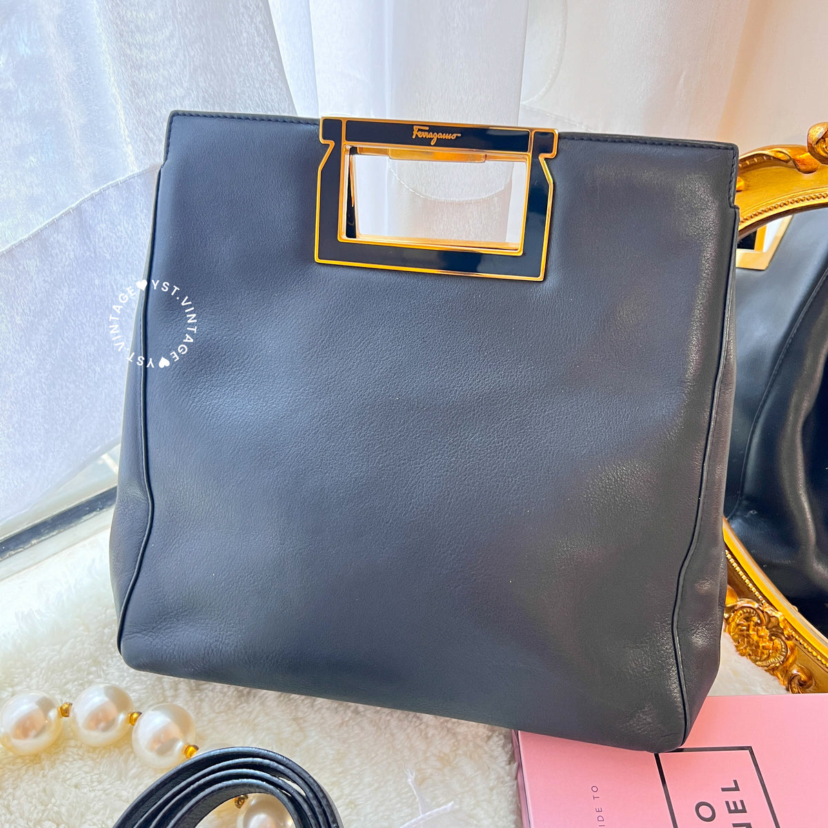 Vintage Salvatore Ferragamo 2-way 31Bag - Navy – YST.vintage