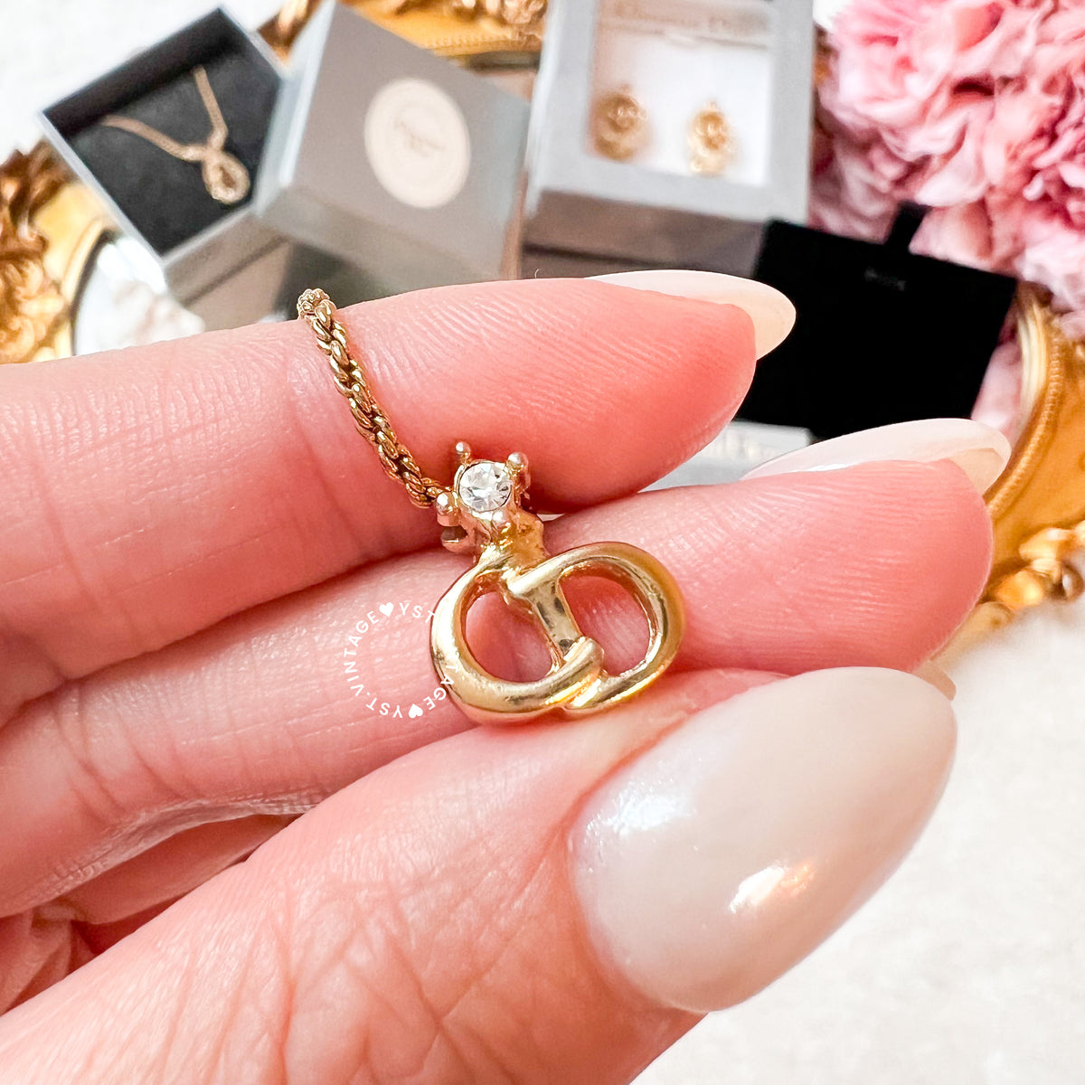 Vintage Dior Gold-Finish Metal with White Crystal Accessories – YST.vintage